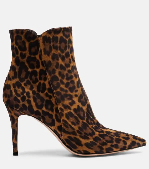 GIANVITO ROSSI Levy 85 Leopard-print Ankle Boots - Brown