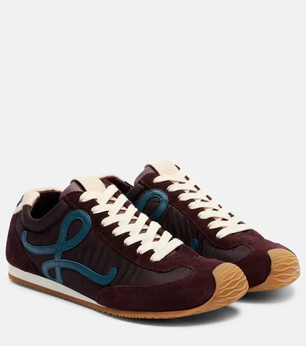 Loewe Flow Runner 2.0 Suede-trimmed Sneakers - Burgundy