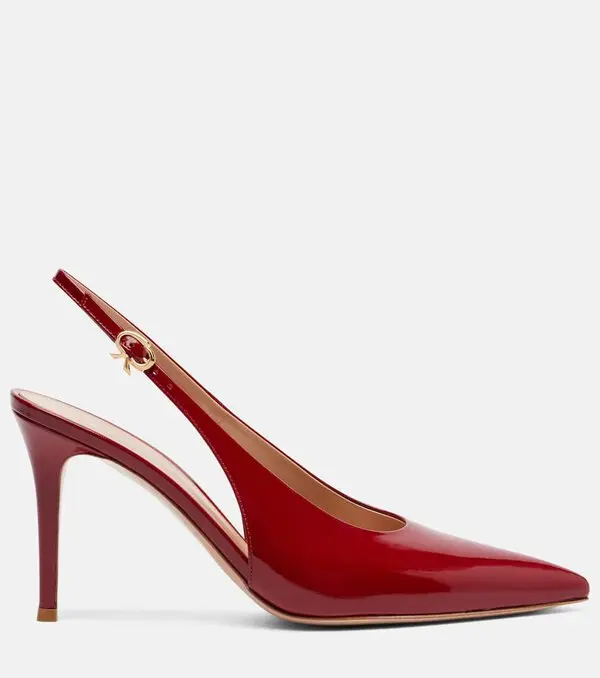 GIANVITO ROSSI Robbie 85 Patent Leather Slingback Pumps - Red