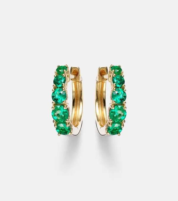 ANITA KO Graduated 18k Huggie Earrings With Emeralds - Gold