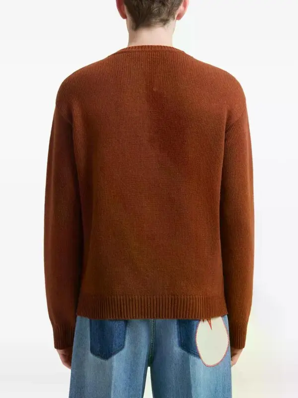 Marni Logo-detail Wool Sweater - Brown