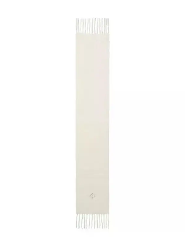 Peserico Fringed Logo Scarf - White