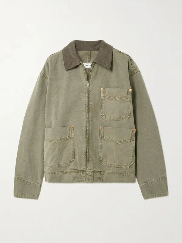 SLVRLAKE Casey Corduroy-trimmed Cotton-canvas Jacket - Green