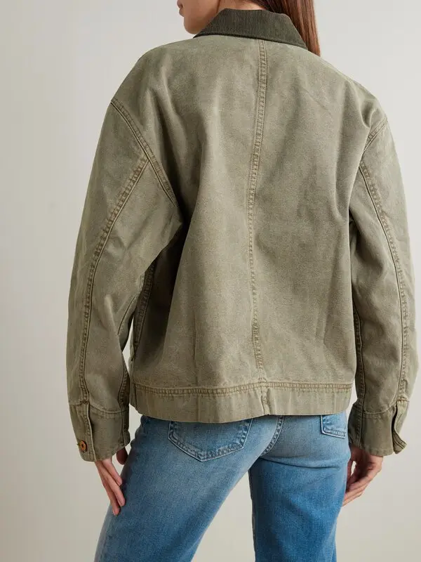 SLVRLAKE Casey Corduroy-trimmed Cotton-canvas Jacket - Green