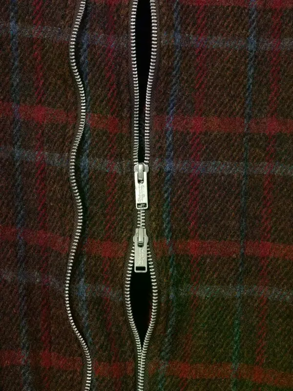 Undercover Checked Zip-up Jacket - Brown