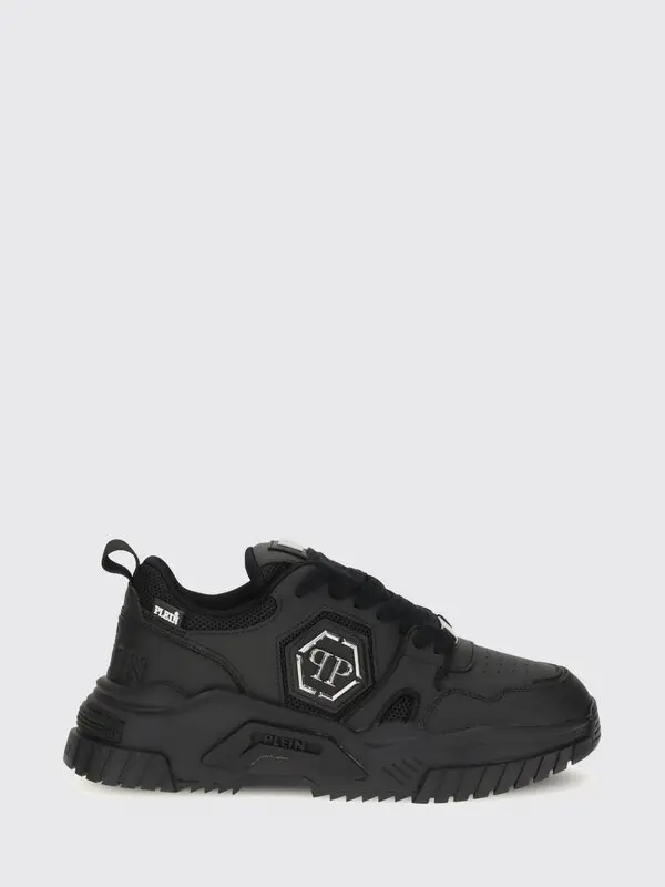 Philipp Plein Leather And Mesh Lace-up Sneakers - Black