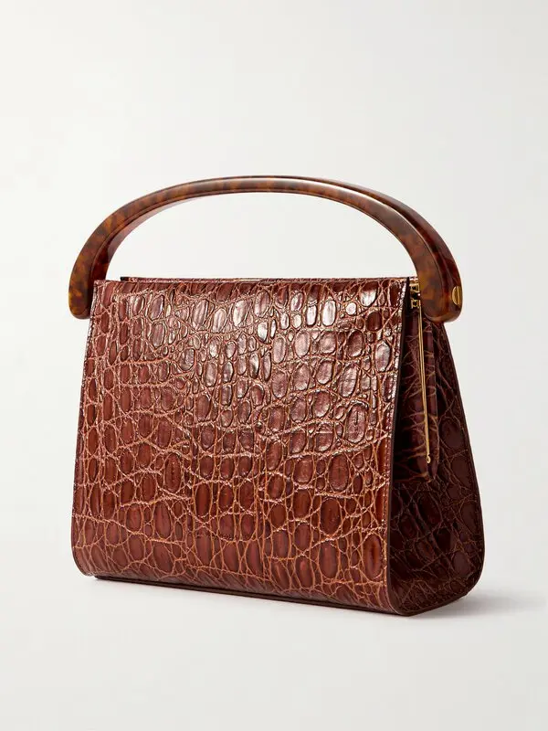 Dries Van Noten Croc-effect Leather Tote - Brown