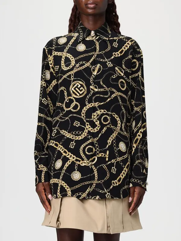 Balmain Chain Print Shirt - Black