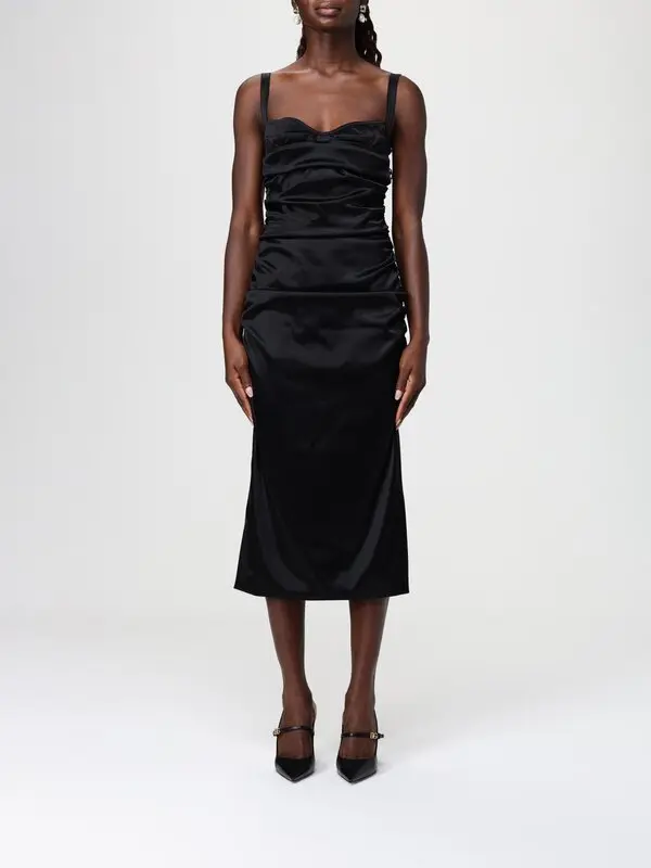 Dolce & Gabbana Ruched Midi Dress - Black