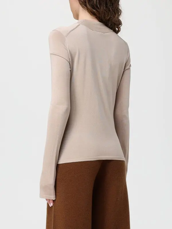Max Mara Ribbed Mock Neck Long Sleeve Top - Beige