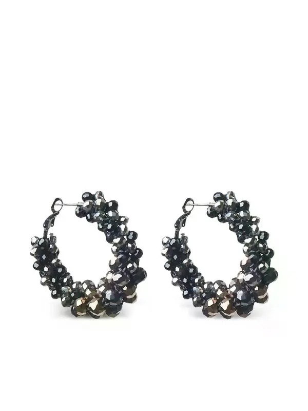 Peserico Beaded Hoop Earrings - Brown
