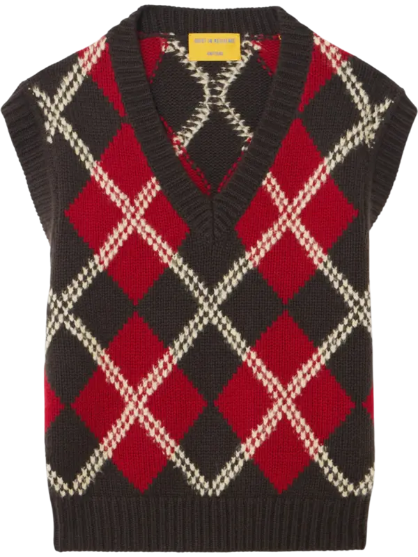 Guest In Residence Argyle Wool-blend Vest - Red