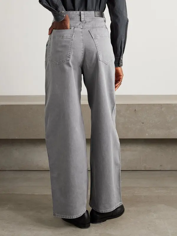 LEMAIRE Organic Cotton-twill Wide-leg Pants - Gray