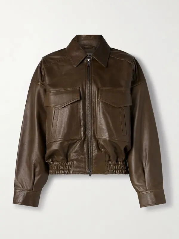 Staud Eugene Leather Jacket - Brown