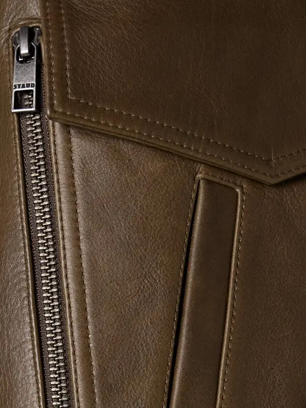 Staud Eugene Leather Jacket - Brown