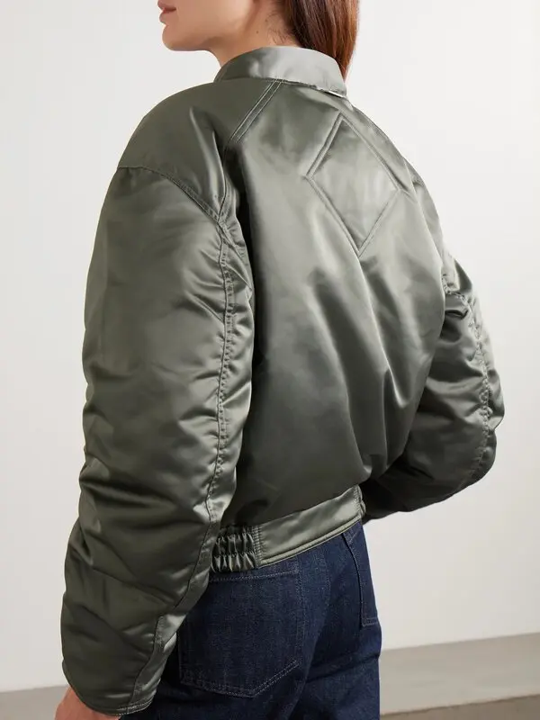 Canada Goose Appliquéd Ruched Padded Satin Bomber Jacket - Green
