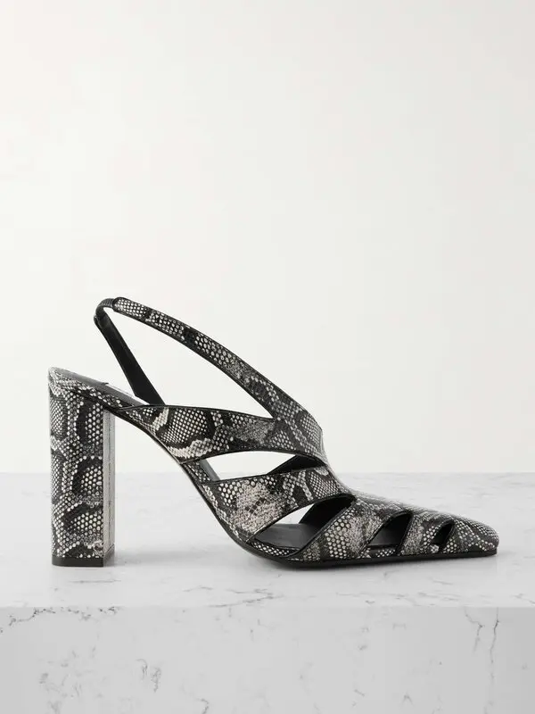 Alaïa Snakeskin Slingback Sandals - Snake Print