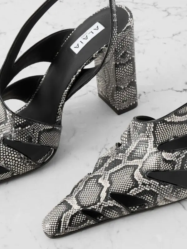 Alaïa Snakeskin Slingback Sandals - Snake Print