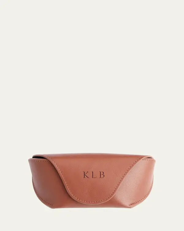ROYCE NEW YORK Monogrammed Leather Sunglasses Carrying Case, Personalized - Tan