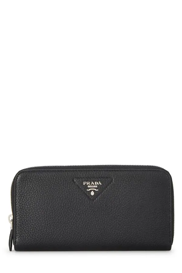 Prada Vitello Daino Continental Wallet - Black