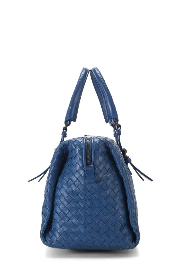 Bottega Veneta Intrecciato Leather Boston Bag - Blue