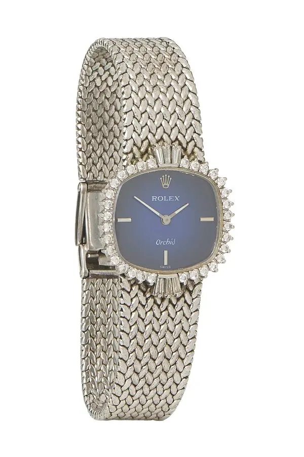 Rolex White Gold Diamond Cushion Watch - Blue