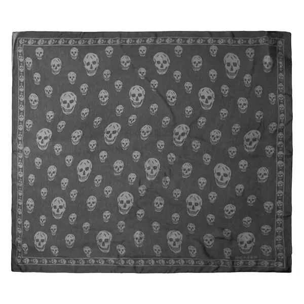 Alexander McQueen Skull Silk Scarf /ivory - Black