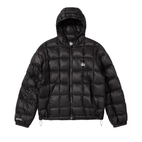 StüSsy Midweight Hooded Puffer - Black | Editorialist