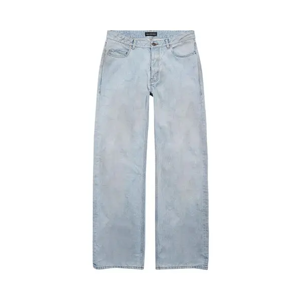 Balenciaga Distressed Relaxed Fit Trousers - Blue