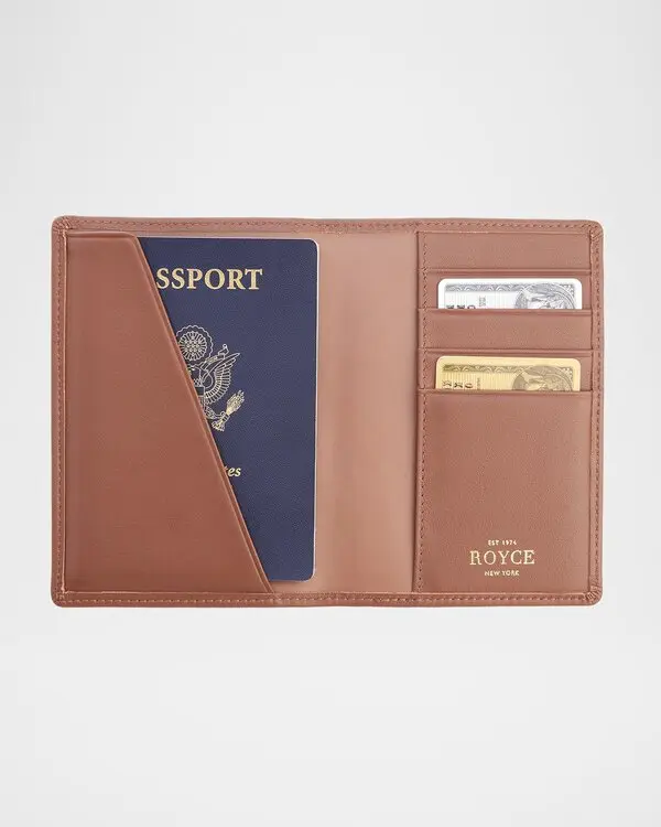 ROYCE NEW YORK Rfid Blocking Passport Case - Tan