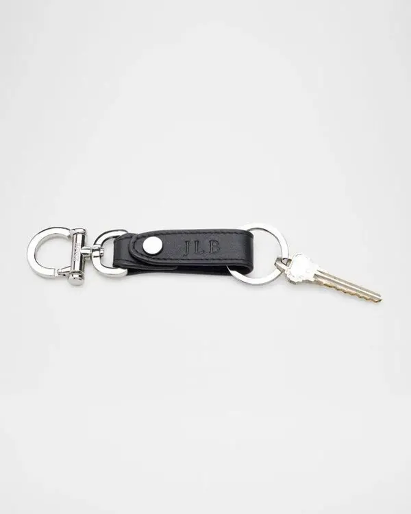 ROYCE NEW YORK Monogrammed Leather Valet Key Chain - Black