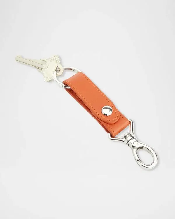ROYCE NEW YORK Monogrammed Leather Valet Key Chain - Orange