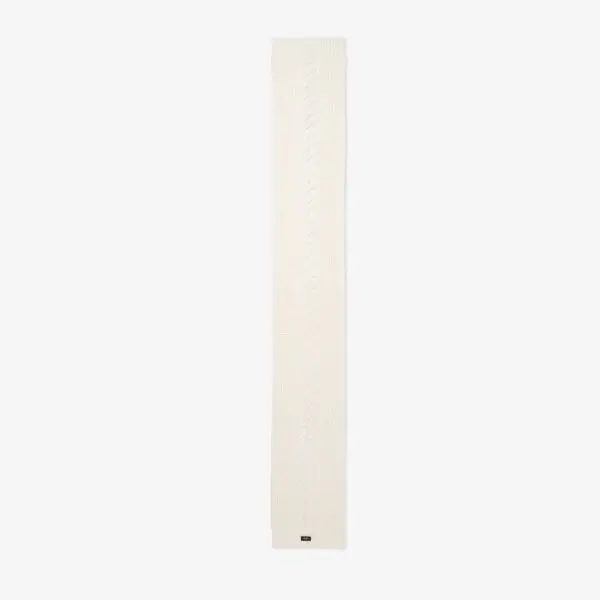 JIMMY CHOO Yukiko Cable Cable Knit Scarf With Leather Logo Tag