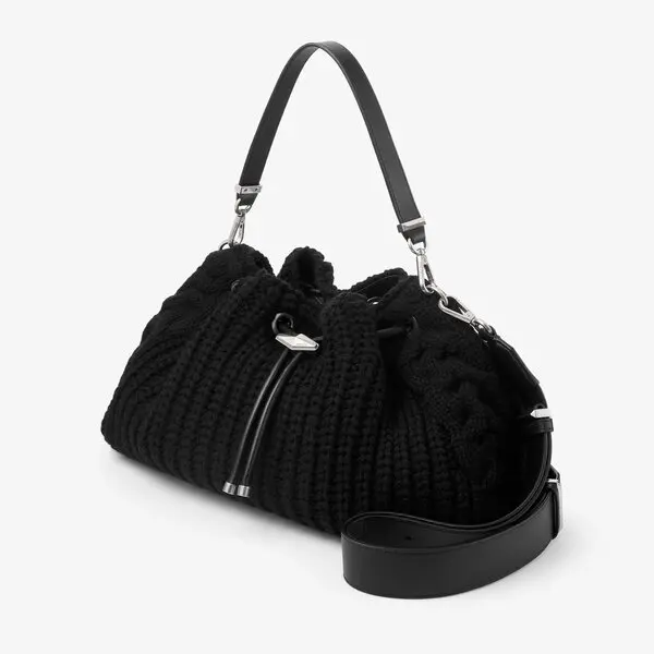 JIMMY CHOO Cinch Medium Knitted Wool Shoulder Bag
