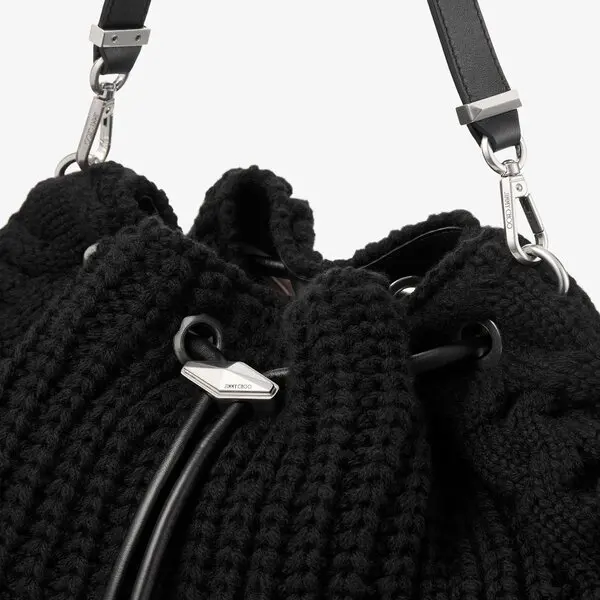 JIMMY CHOO Cinch Medium Knitted Wool Shoulder Bag