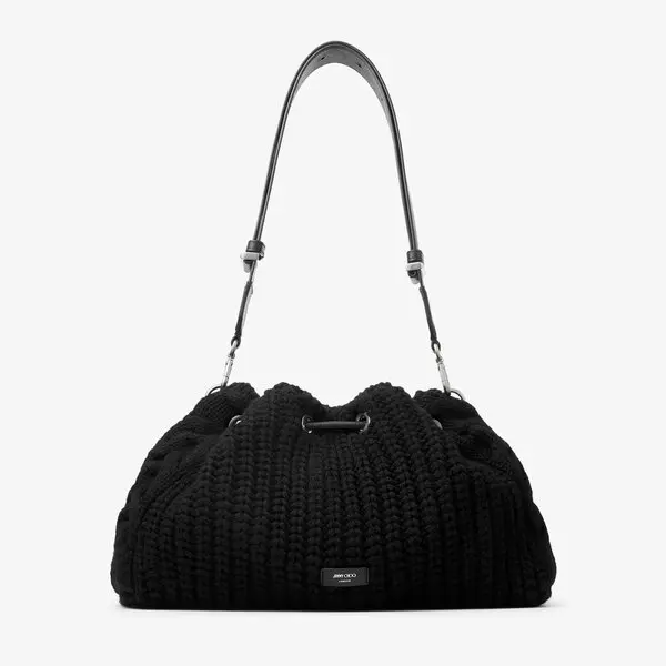 JIMMY CHOO Cinch Medium Knitted Wool Shoulder Bag
