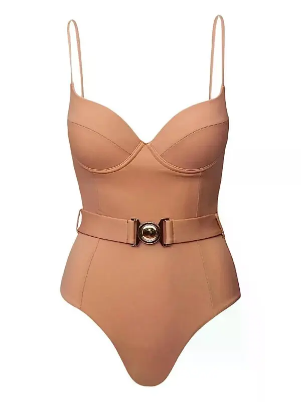 SOFIA ERHAN Belted Underwired One-piece Swimsuit - Brown