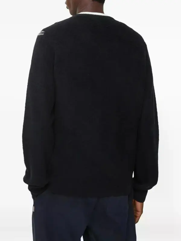 Burberry Jacquard-check Wool Sweater - Black