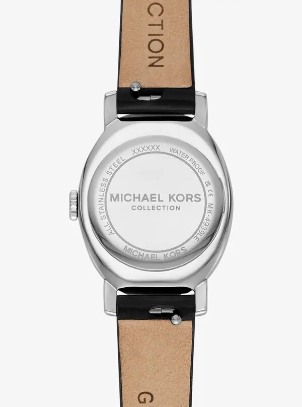 Michael Kors Limited-edition Petite Maude Silver-tone And Crocodile Embossed Leather Watch - Black