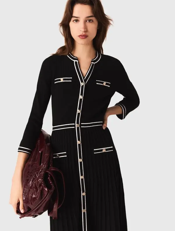 Maje Polyester Knit Midi Dress In Black - 40% Off | Editorialist