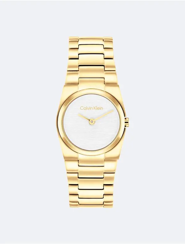 Calvin Klein Textured Dial Link Bracelet Watch - White / Gold