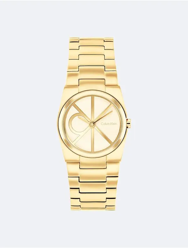 Calvin Klein Emblem Dial Link Bracelet Watch - Gold
