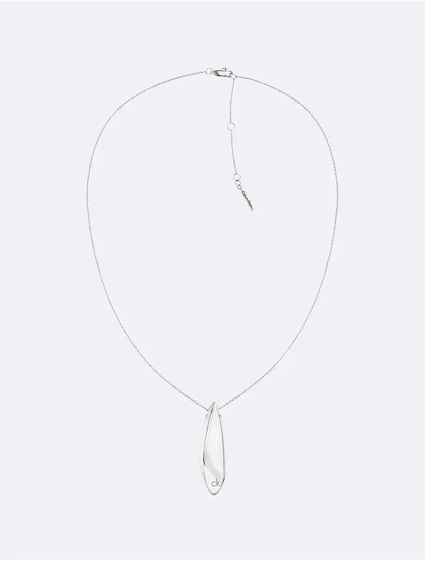Calvin Klein Sculptural Contour Vertical Pendant Necklace - Silver