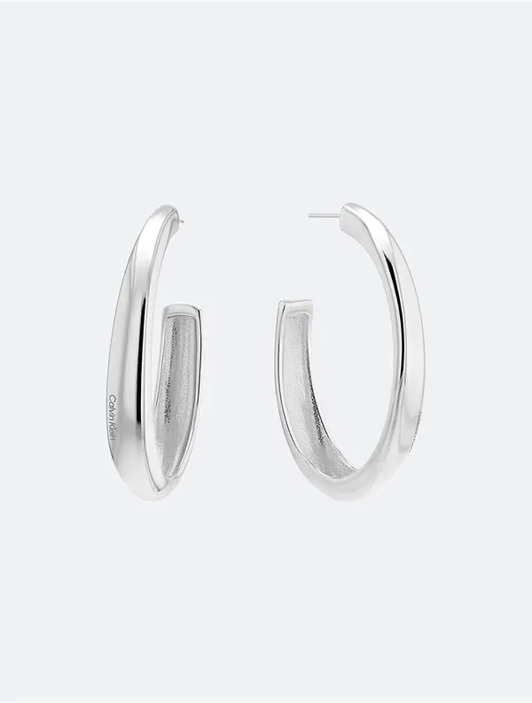 Calvin Klein Smooth Metal Hoop Earrings - Silver