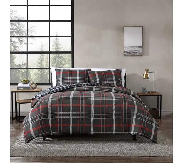 Eddie Bauer Willow Plaid Reversible Twin Duvet Over Set - One-color