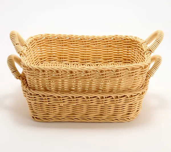 LOCKNLOCK S/2 Dishwasher Safe Rectangle Baskets W/handles