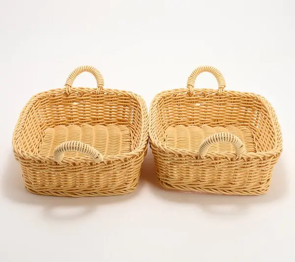 LOCKNLOCK S/2 Dishwasher Safe Rectangle Baskets W/handles