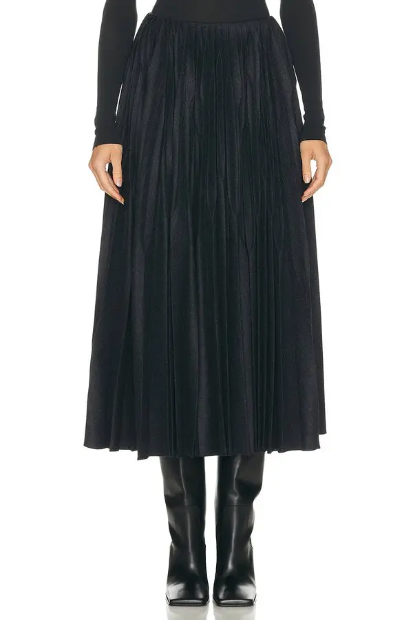 Alaïa Pleated Wool Skirt - Anthracite