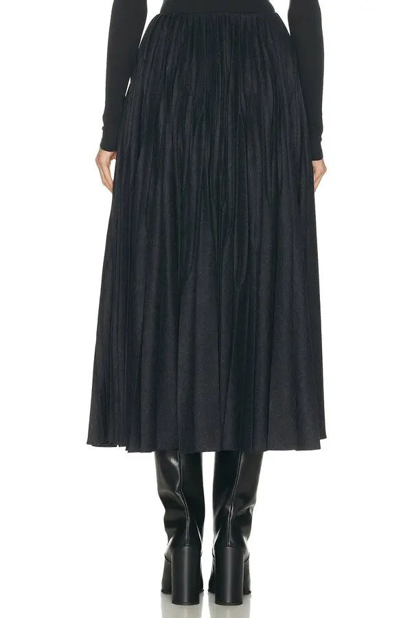 Alaïa Pleated Wool Skirt - Anthracite