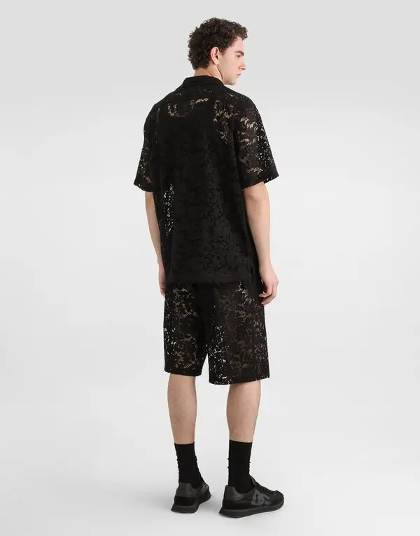 Dolce & Gabbana Hawaii Lace Cordonetto Shirt - Black